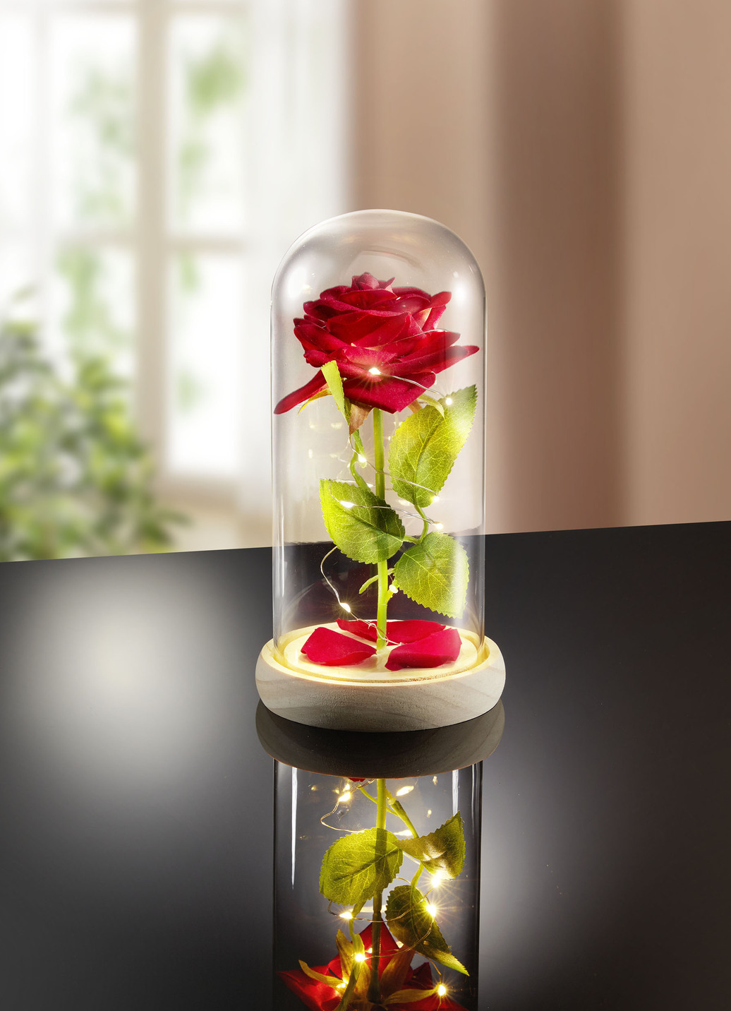 Dekoration Ewige Rose mit LED-Beleuchtung - ROT-GRÜN - 000 | Brigitte ...